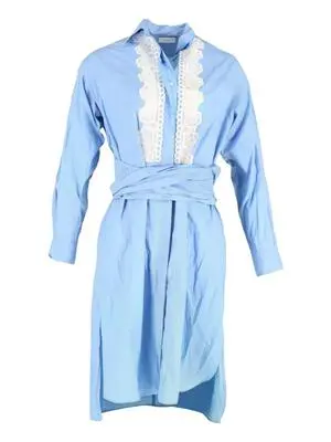 Sandro Lace-panel Shirt Dress - Blue
