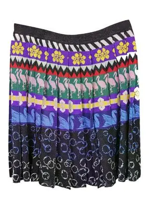 MARY KATRANTZOU Pleated Printed Mini Skirt - Black