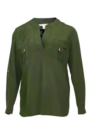 Diane Von Furstenberg Pocket-detail V-neck Blouse - Green