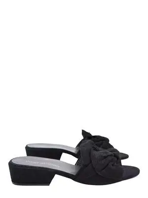 STUART WEITZMAN Suede Bow Block-heel Slides - Black