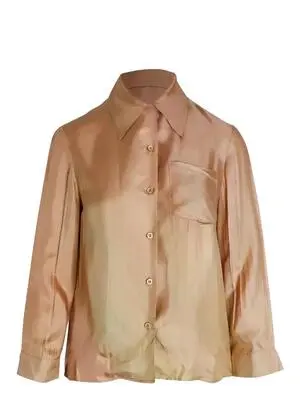 Prada Button-down Long-sleeve Silk Shirt - Pink