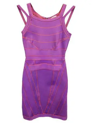 Herve Leger Striped Mini Dress - Purple