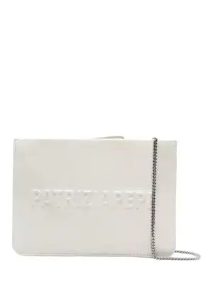 Patrizia Pepe Embossed-logo Leather Clutch - White