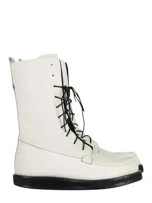 THE ROW Patty Lace-up Leather Boots - White