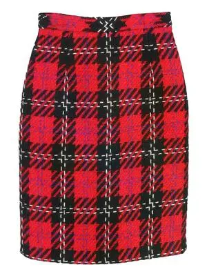Miu Miu Checked Pencil Skirt - Red