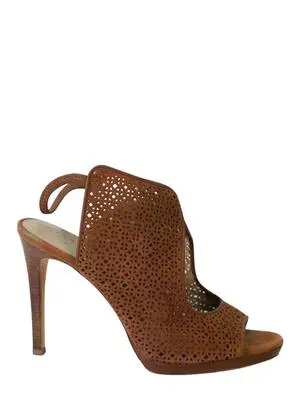 Tory Burch Laser-cut Peep-toe Sandals - Brown