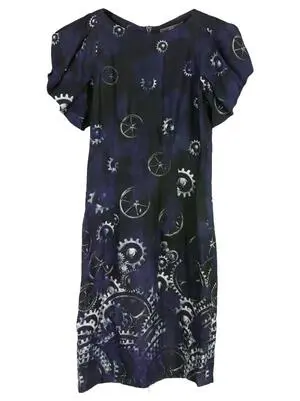 Alexander McQueen Printed Puff-sleeve Midi Dress - Blue
