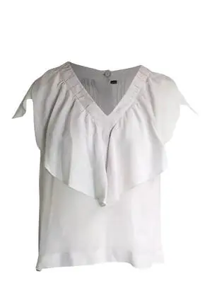 Fendi Ruffled V-neck Blouse - White