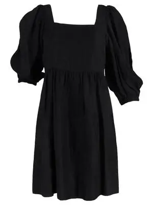 Ba&sh Palavia Square-neck Puff-sleeve Mini Dress - Black