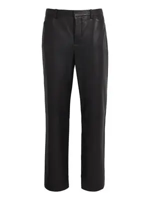 Vince Leather Straight-leg Trousers - Black