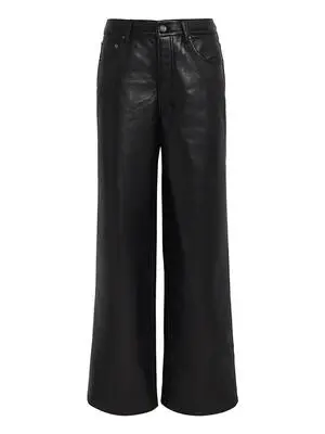 ANINE BING Leather Manon Wide-leg Trousers - Black