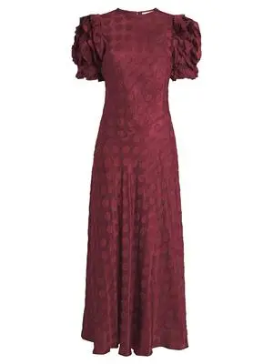 Ulla Johnson Ruffle-sleeve Elvia Midi Dress - Burgundy