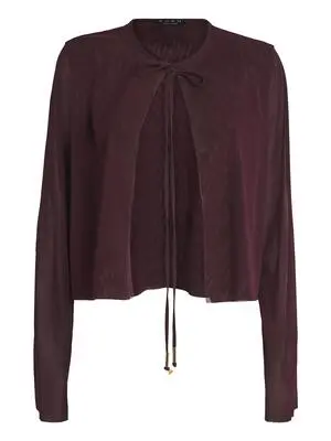 Shan Mesh Tie Cardigan - Burgundy