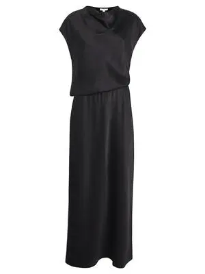 Vince Satin Draped Maxi Dress - Black