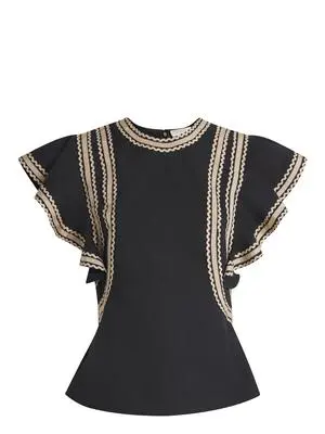 Ulla Johnson Flutter-sleeve Anora Blouse - Black
