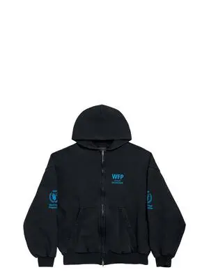 Balenciaga Cotton Wfp Logo Oversized Hoodie - Black