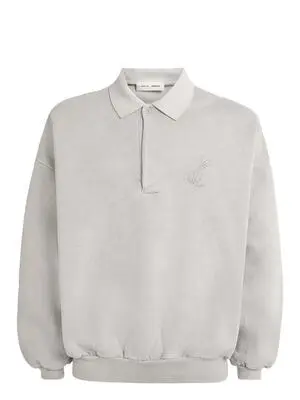 Fear Of God Cotton Script Polo Sweatshirt - Grey