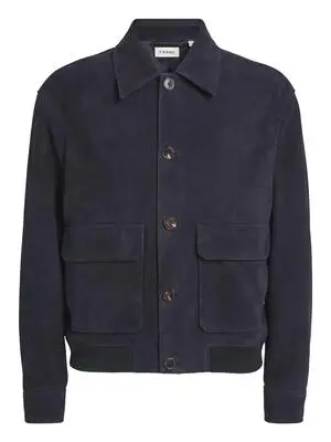FRAME Suede Bomber Jacket - Navy