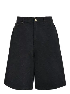 Casablanca Laser Monogram Denim Shorts - Black