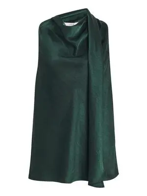 Vince Satin Cowl-neck Top - Green