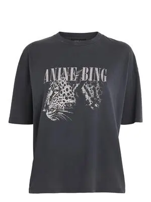 ANINE BING Leopard Print Cohen T-shirt - Black
