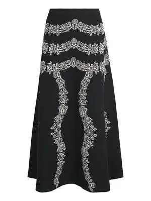 Ulla Johnson Floral-jacquard Valencia Midi Skirt - Black