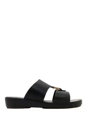 Brunello Cucinelli Leather Sandals With Buckle - Black