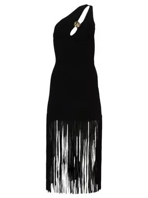 Sandro Fringe Trim Asymmetric Dress - Black
