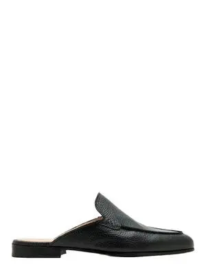 FORSA Topstitched Leather Mules - Black