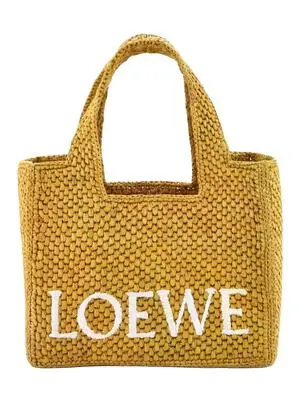 Loewe Paula's Ibiza Logo Convertible Raffia Small Tote Bag - White