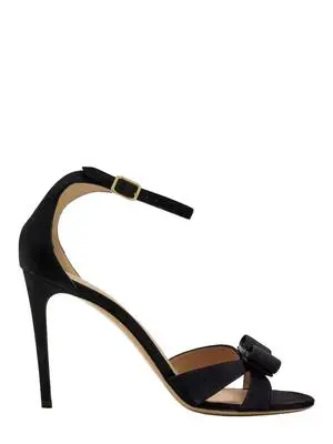 FERRAGAMO Bow Strap Stiletto Heel Sandals - Black