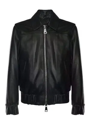 GIULIANO GALIANO Zipped Nappa Leather Jacket - Black