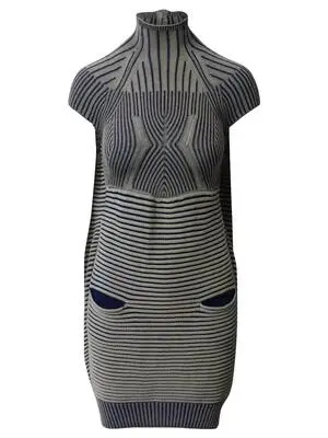PETER PILOTTO Striped High Neck Dress - Grey