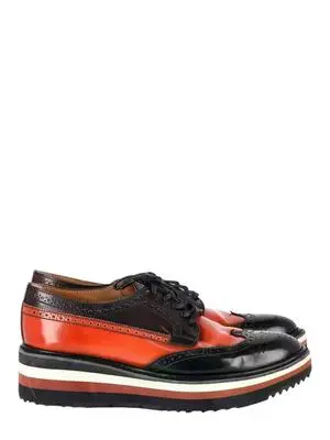 Prada Brogue Platform Derby Shoes - Orange