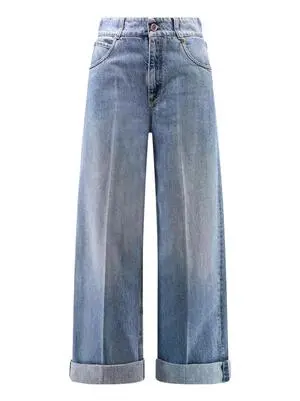 Brunello Cucinelli Wide-leg Cuffed Jeans - Blue