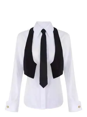 Elisabetta Franchi Tie Collared Shirt - White