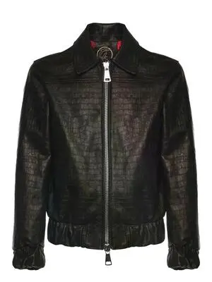 GIULIANO GALIANO Crocodile-effect Zip Jacket - Black