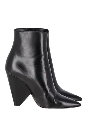 Saint Laurent Pyramid-heeled Leather Ankle Boots - Black