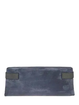 Brunello Cucinelli Suede Clutch With Monili Embellishments - Blue