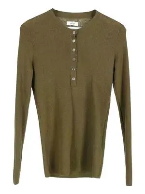 ISABEL MARANT VINTAGE Ribbed-knit Button Top - Green