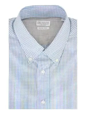 Brunello Cucinelli Gingham-pattern Button-down Shirt - Blue