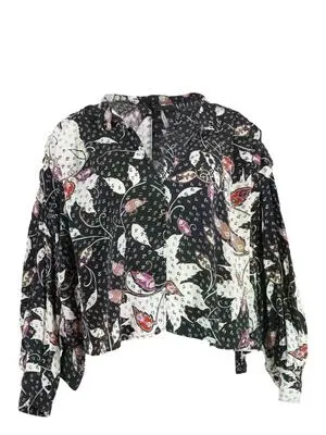 ISABEL MARANT VINTAGE Floral V-neck Blouse - Black