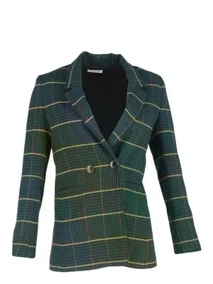 ANINE BING Houndstooth Double-breasted Blazer - Green