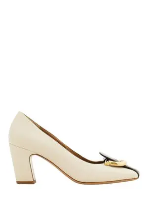 FERRAGAMO Gancini Block Heel Pumps - White
