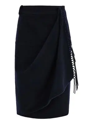 FERRAGAMO Fringe Detail Wrap Skirt - Blue