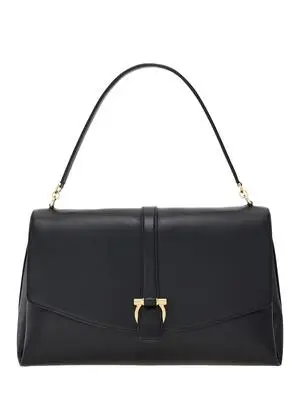 FERRAGAMO Front Flap Shoulder Bag - Black