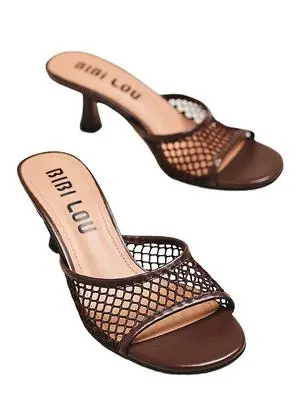 BIBI LOU Mesh Open-toe Mule Heels - Brown