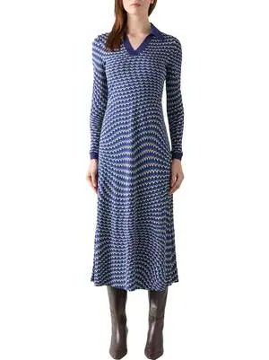 LK BENNETT Brigitte Printed Jersey Dress - Navy