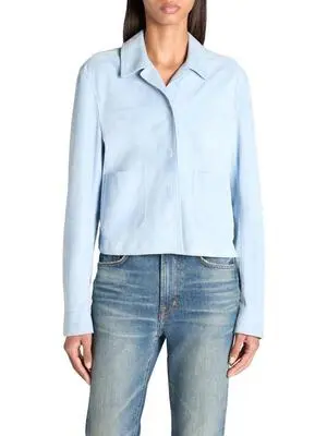 TOM FORD Lambskin Suede Overshirt - Mineral Blue