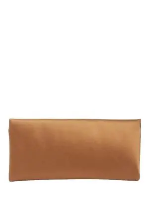 Saint Laurent Saint Laurent Satin Soft Clutch Bitter Cocoa